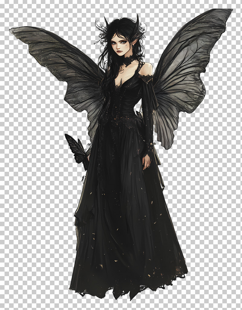 Dark Fairy - Dark Winged Fairy In Gothic Dress PNG, Clipart, Dark Fairy ...