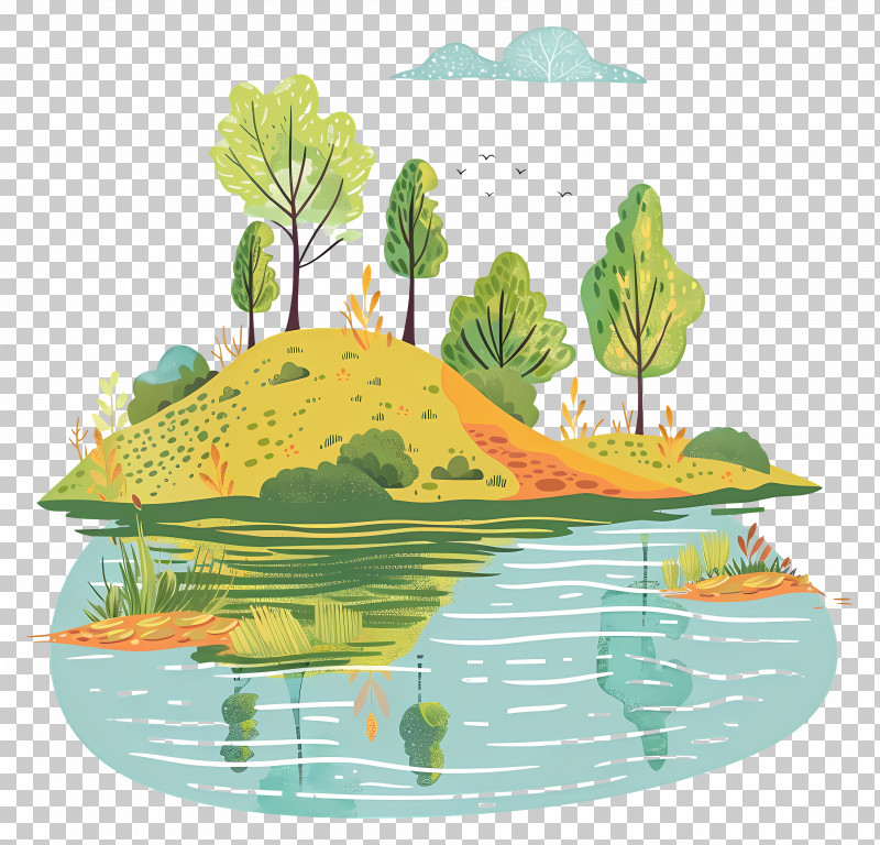 Spring Park - Island And Lake In Cartoon Nature Art PNG, Clipart, Eco ...
