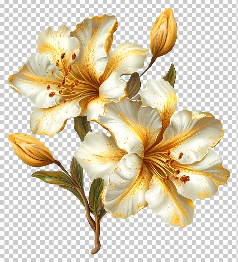 Flower Gold - White And Yellow Lilies Illustration PNG, Clipart ...