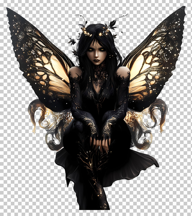 Dark Fairy - Dark Fairy With Golden Wings PNG, Clipart, Dark Fairy ...