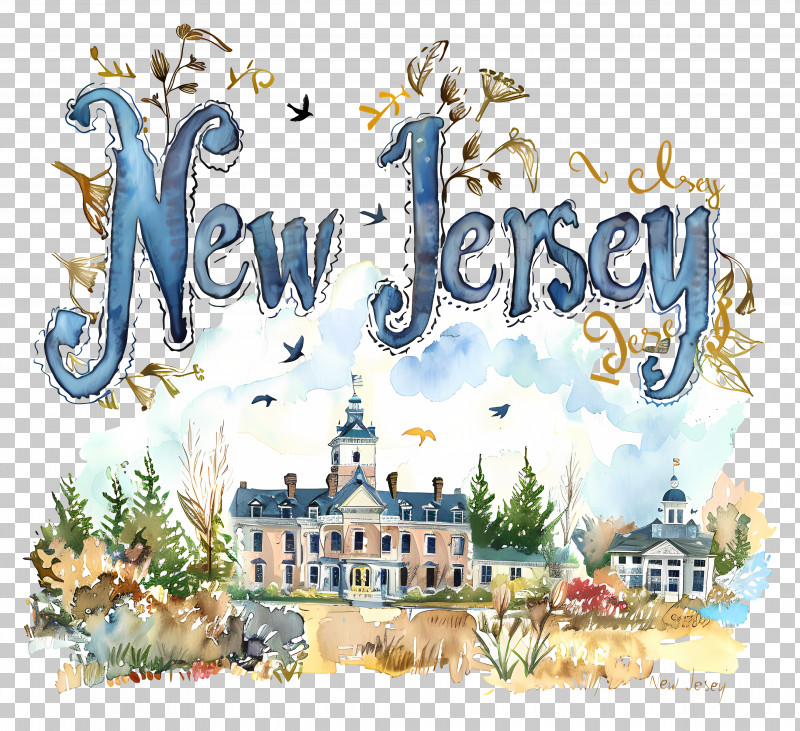 New Jersey - New Jersey State Name With Scenic Background PNG, Clipart ...