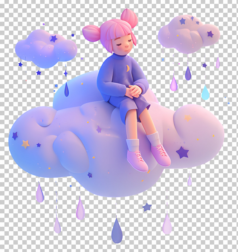 Girl Sitting On Cloud - Dreamy Girl Sitting On Cloud PNG, Clipart ...
