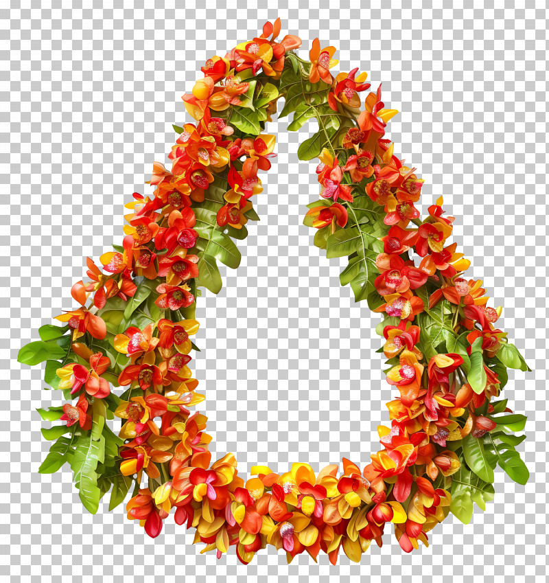 Garland Genda Phool - Bright Orange And Red Floral Garland Decoration ...