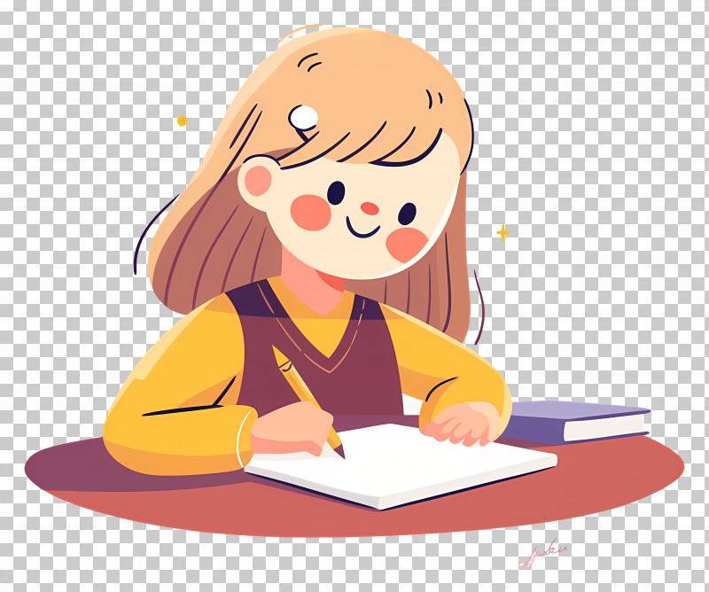 Student Writing - Girl Writing Illustration PNG, Clipart, Cartoon, Cute ...