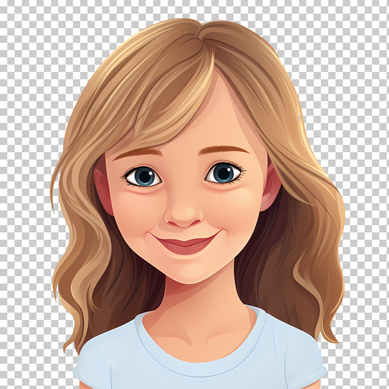 Smiling Girl - Cartoon Illustration Of A Smiling Blonde Girl PNG ...