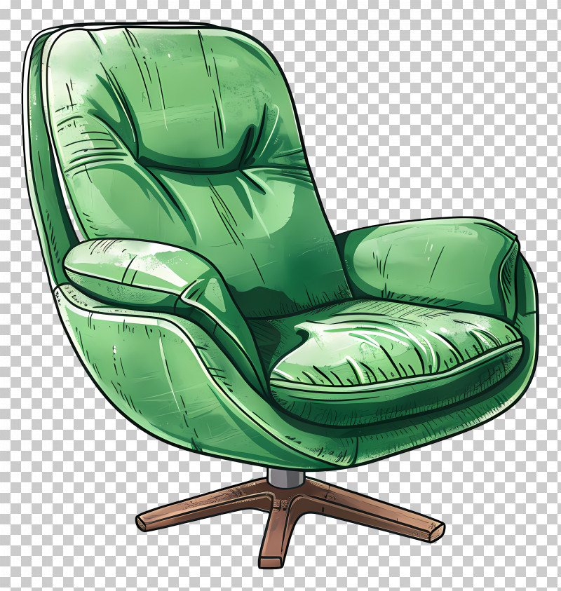 Green Chair - Modern Green Armchair With Wooden Base PNG, Clipart ...
