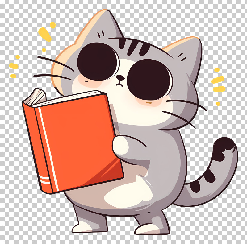 Cat Holding Book - Cute Cat Reading A Book PNG, Clipart, Animal, Book ...