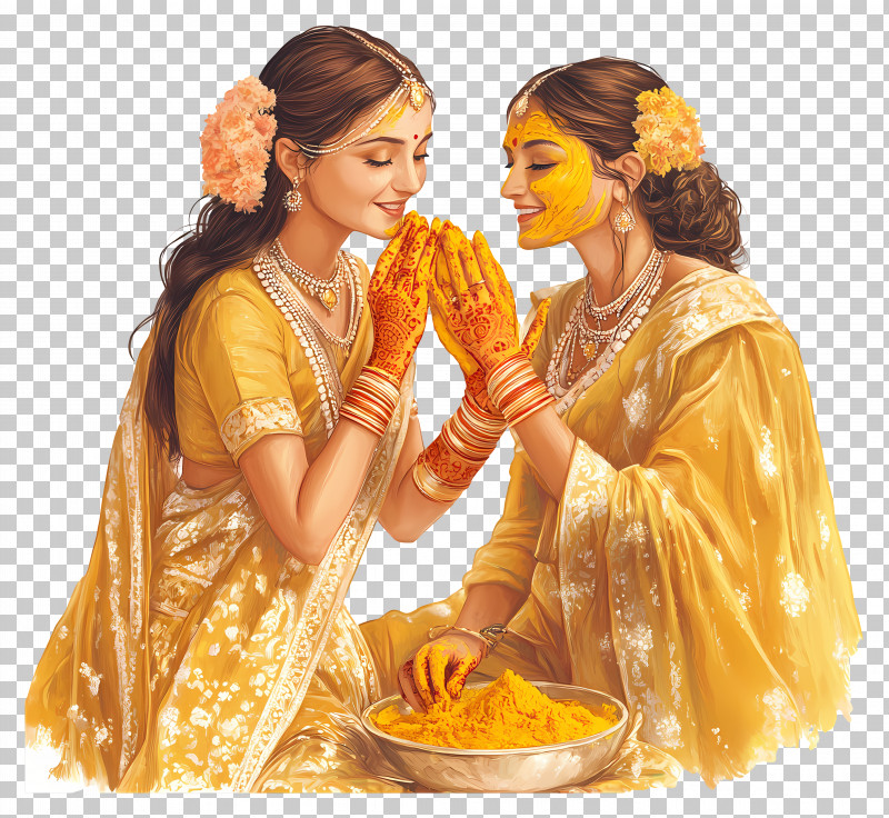 Haldi Ceremony - Traditional Ceremony Illustration PNG, Clipart ...