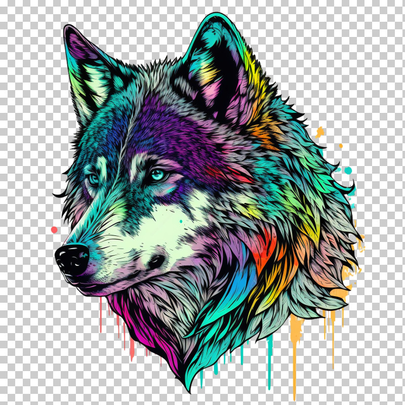 Colors Of The 90s Wolf - Colorful Wolf Illustration In Vibrant Art ...