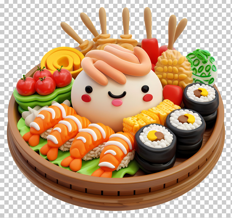3d Cartoon Food - Cute Food Platter With Sushi PNG, Clipart, 3d Cartoon ...