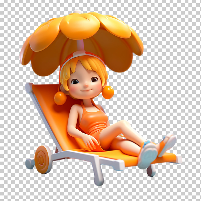 Summer Girl - Cartoon Girl Relaxing With Umbrella PNG, Clipart, Beach ...