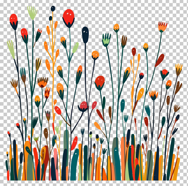 Grass Patch - Colorful Garden Flowers Illustration PNG, Clipart ...