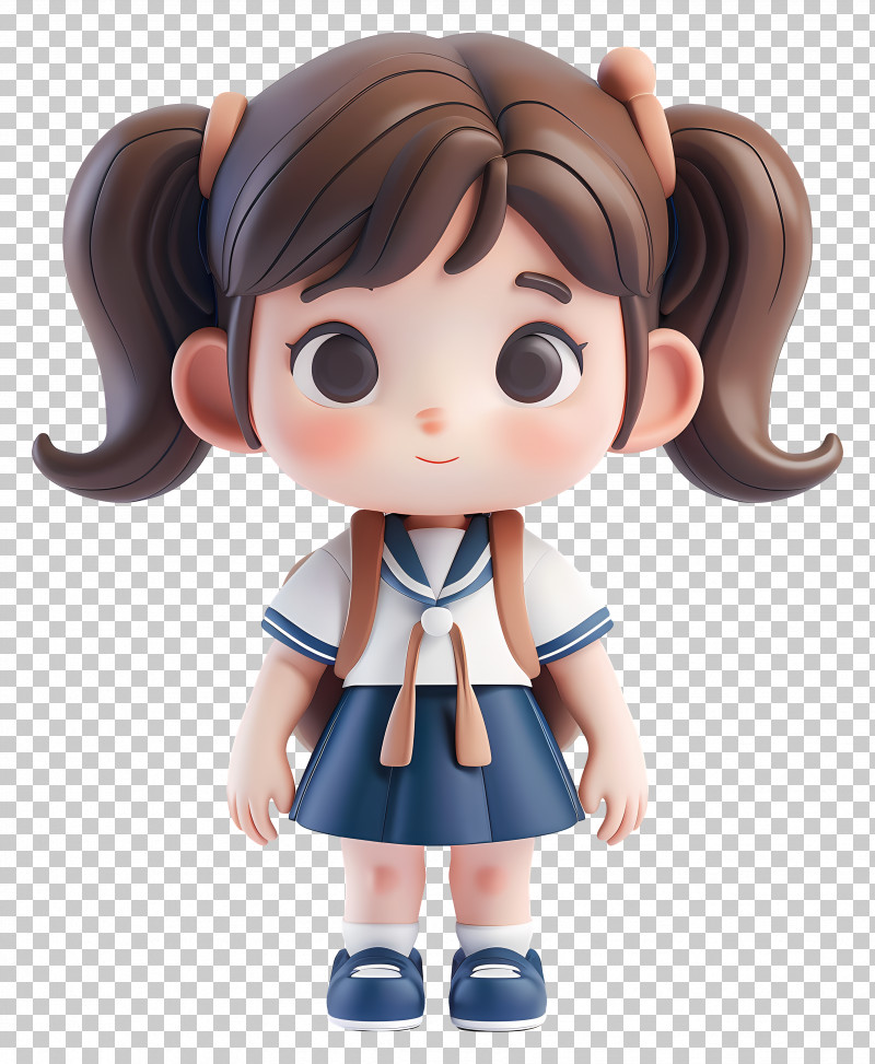 School Girl - Adorable Cartoon Schoolgirl With Backpack PNG, Clipart ...