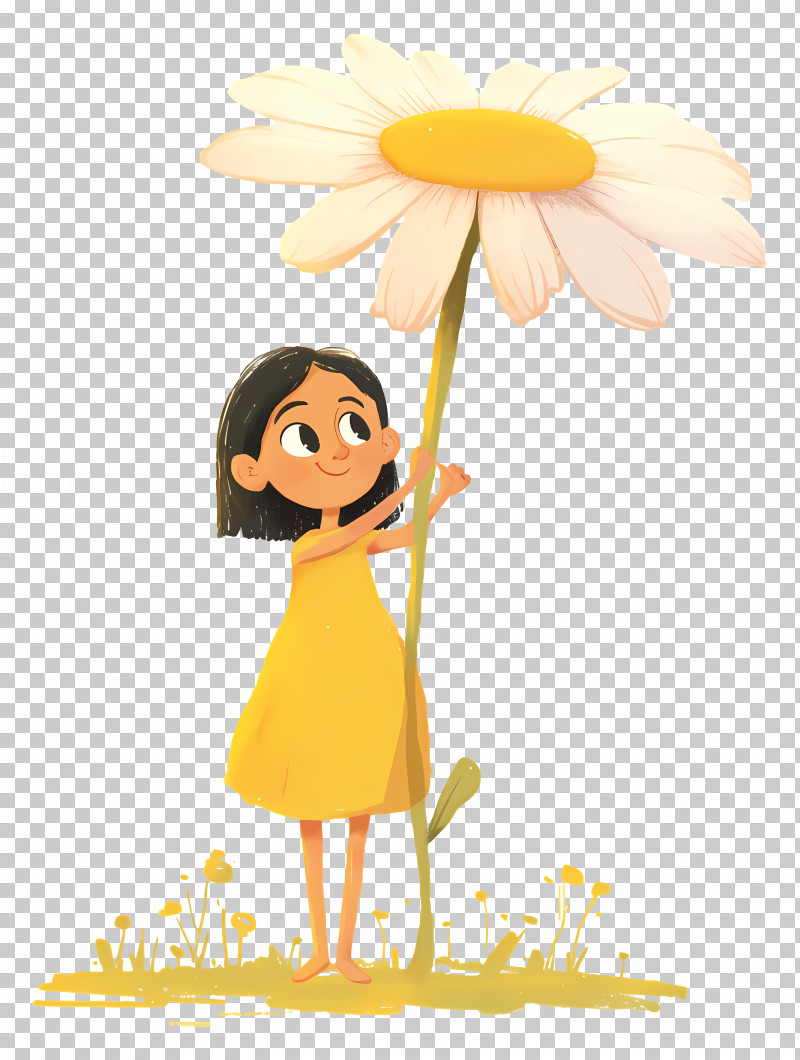 Spring Girl - Girl Holding A Giant Daisy PNG, Clipart, Cartoon, Child ...