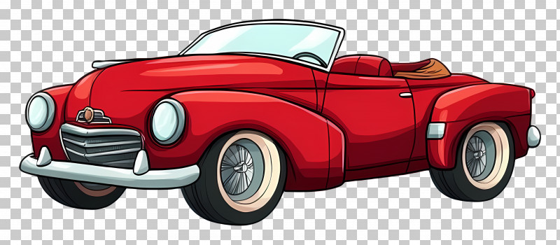 Animated Car - Red Vintage Convertible Car Illustration PNG, Clipart ...