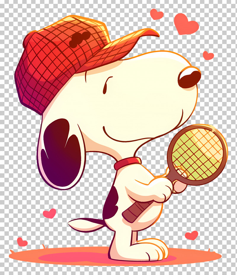 Love Snoopy - Cute Dog With Tennis Racket Cartoon Illustration PNG ...