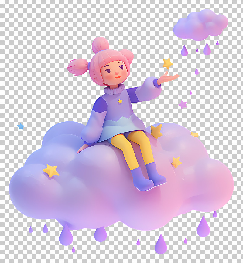 Girl Sitting On Cloud - Whimsical Cloud Girl Fantasy PNG, Clipart ...