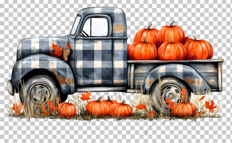 Pumpkin Truck - Vintage Pumpkin Truck For Fall Themed Decor PNG ...