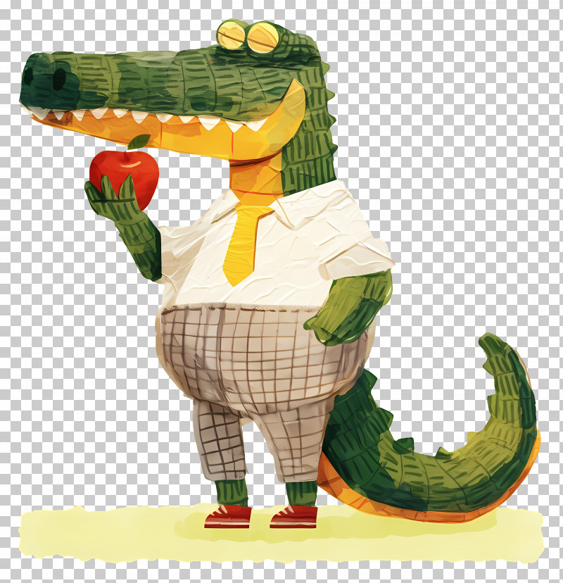 Cartoon Alligator - Crocodile In Tie Holding Apple PNG, Clipart ...