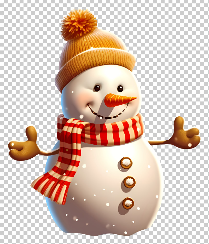 Snowman - Cheerful Snowman With A Hat And Scarf For Winter PNG, Clipart ...