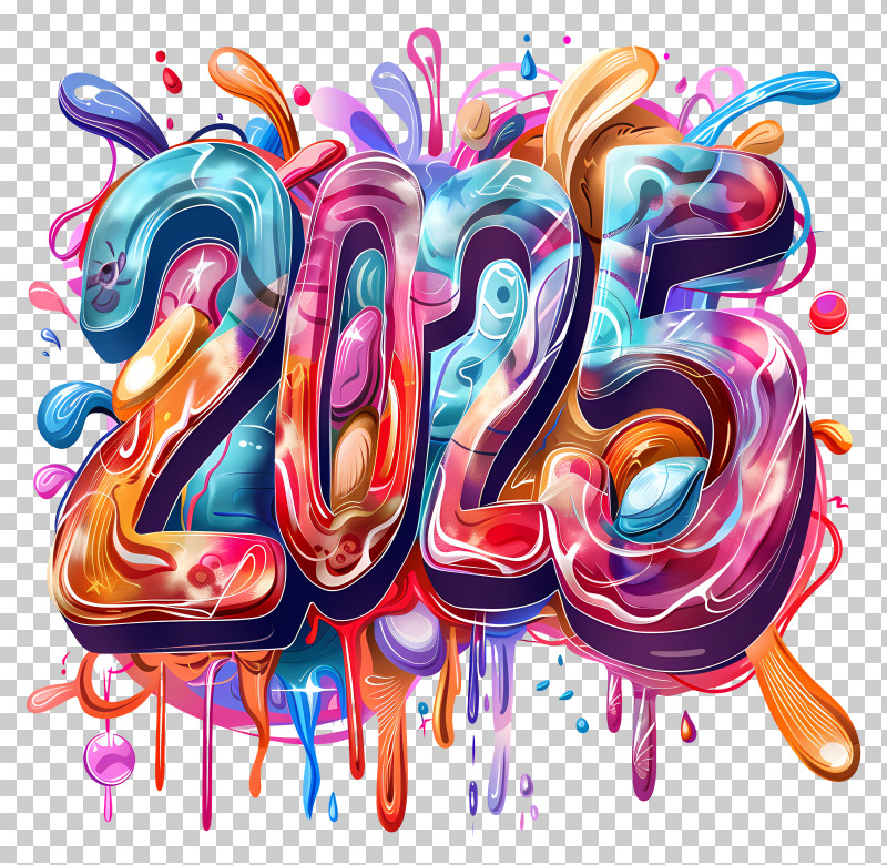 Digital Art - Colorful 2025 New Year Illustration PNG, Clipart, 2025 ...