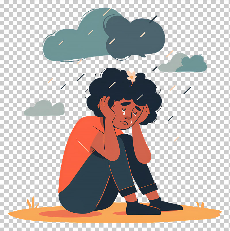 Depression Person - Sad Person Under Rainy Cloud PNG, Clipart, Cloud ...