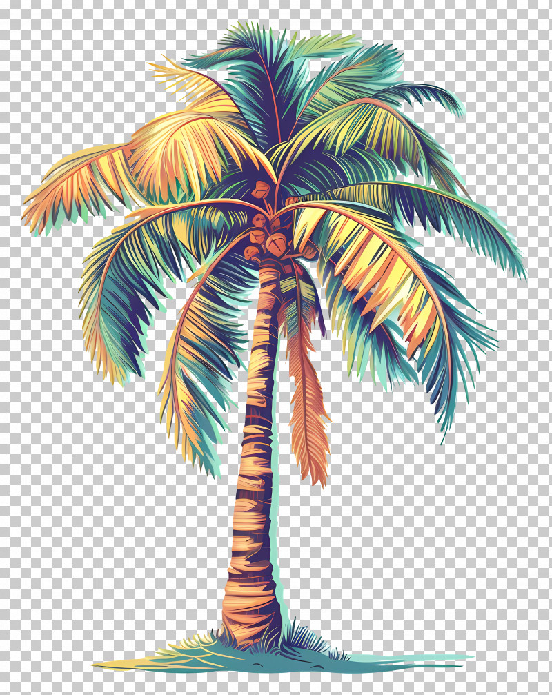 Palm Tree - Colorful Palm Tree Illustration For Tropical Design PNG ...