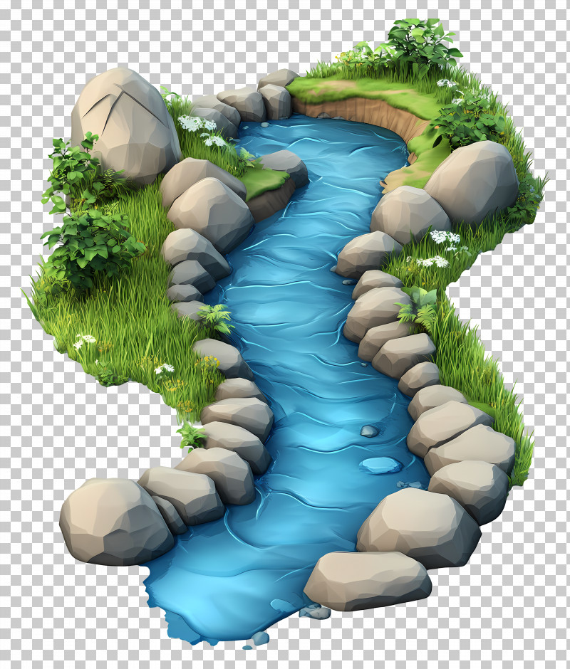 Cartoon River - River Flowing Through Rocks And Grass PNG, Clipart ...