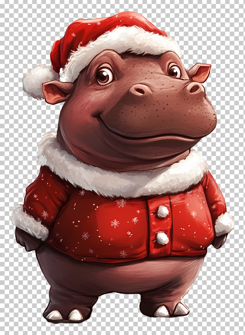 Christmas Hippo - Hippopotamus In Santa Outfit PNG, Clipart, Cartoon ...
