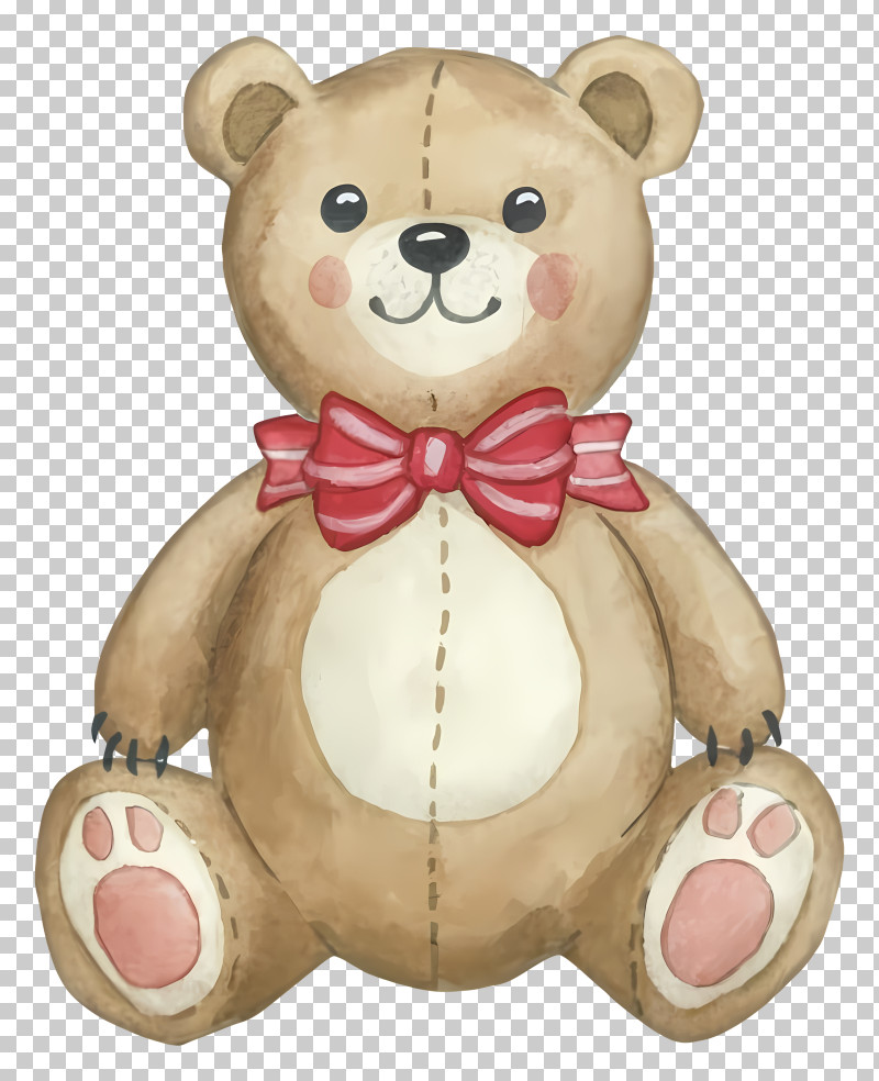 Cartoon - Cute Teddy Bear With Red Bow Tie PNG, Clipart, Adorable Teddy ...