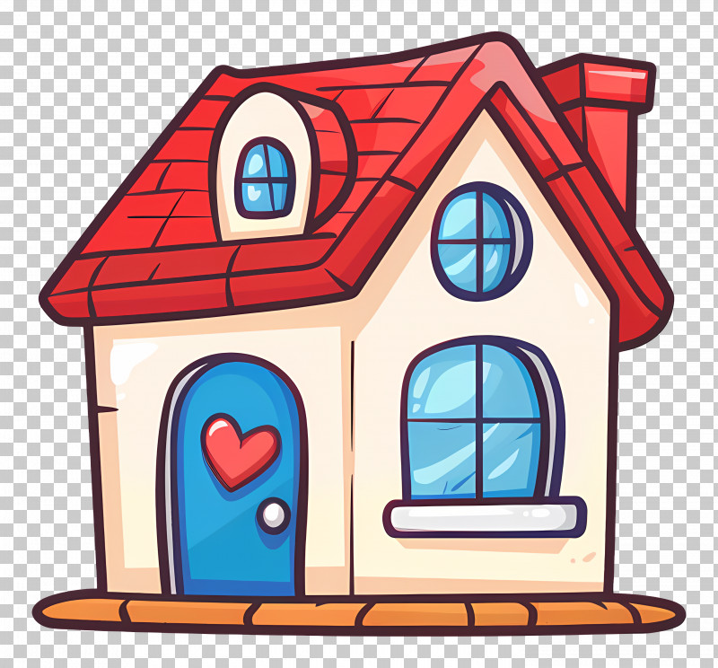 Cute House - Cute Cartoon House With Heart On Door PNG, Clipart ...