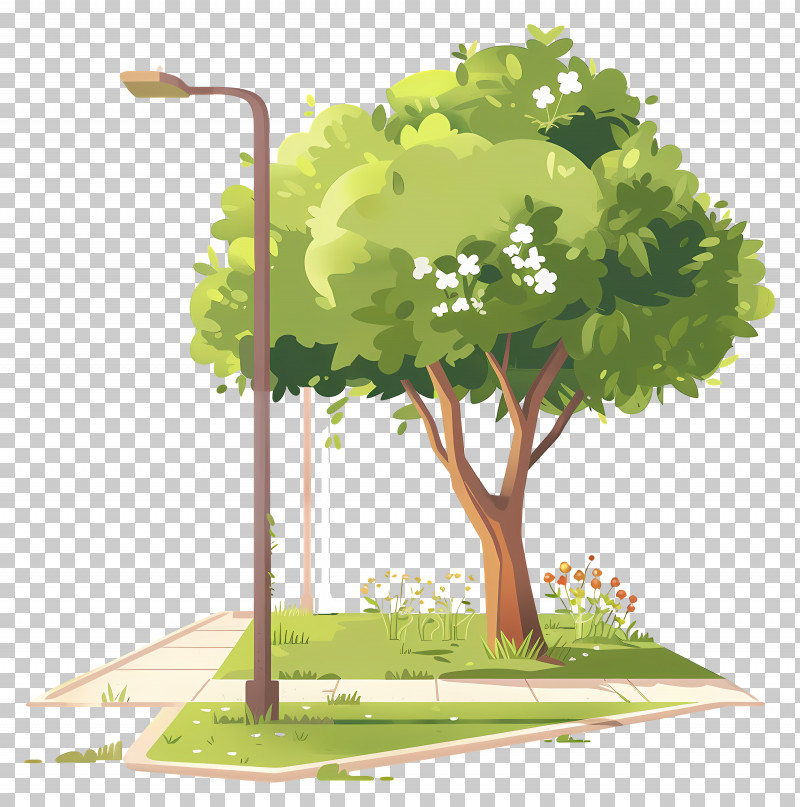 Street - Tree On City Sidewalk Scene PNG, Clipart, Blooming Tree ...