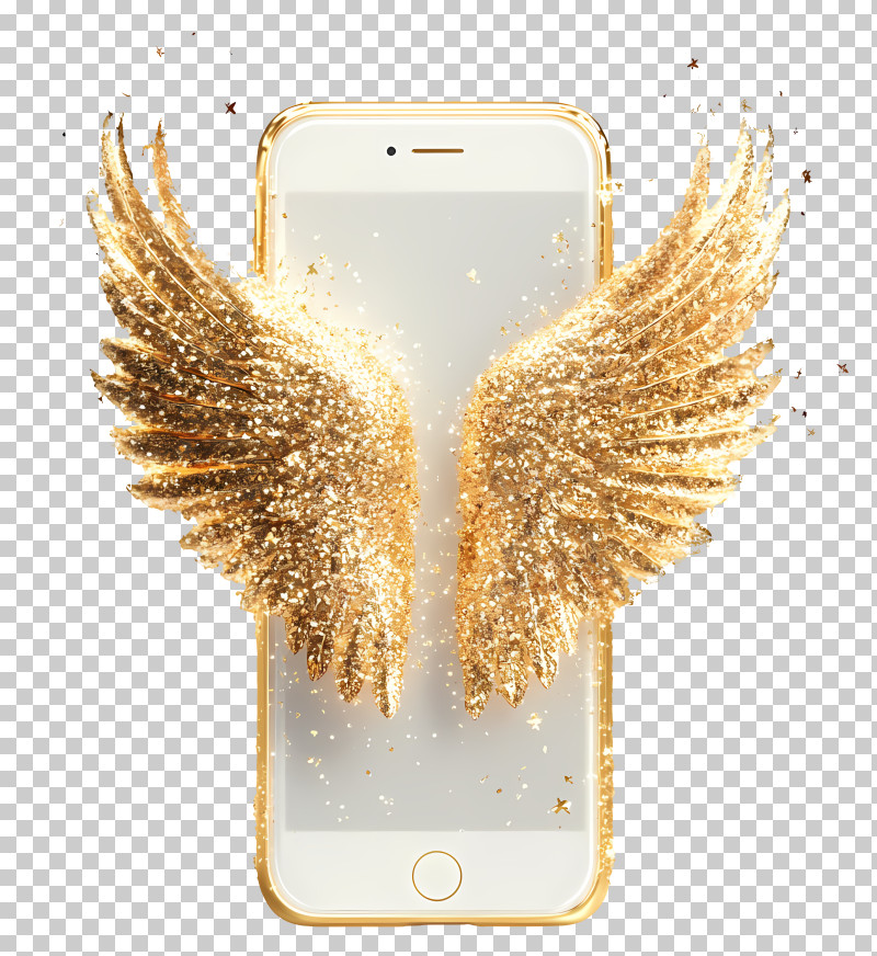 Phone With Angel Wings - Golden Winged Phone Illustration PNG, Clipart ...