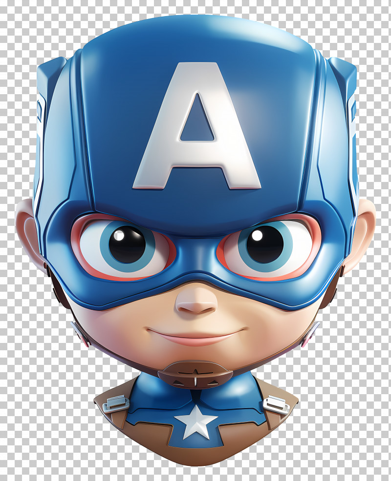 Captain America - Superhero Face Illustration With Blue Helmet PNG ...