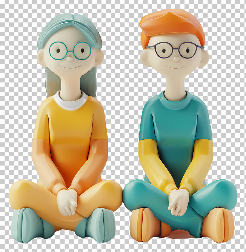 People Sitting - Colorful Sitting Figures With Glasses PNG, Clipart ...